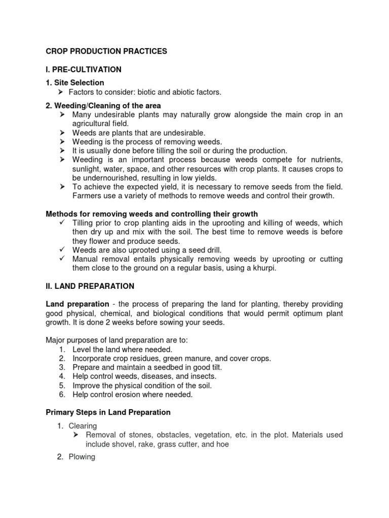 Crop Production Practices | PDF | Plough | Plant Pathology