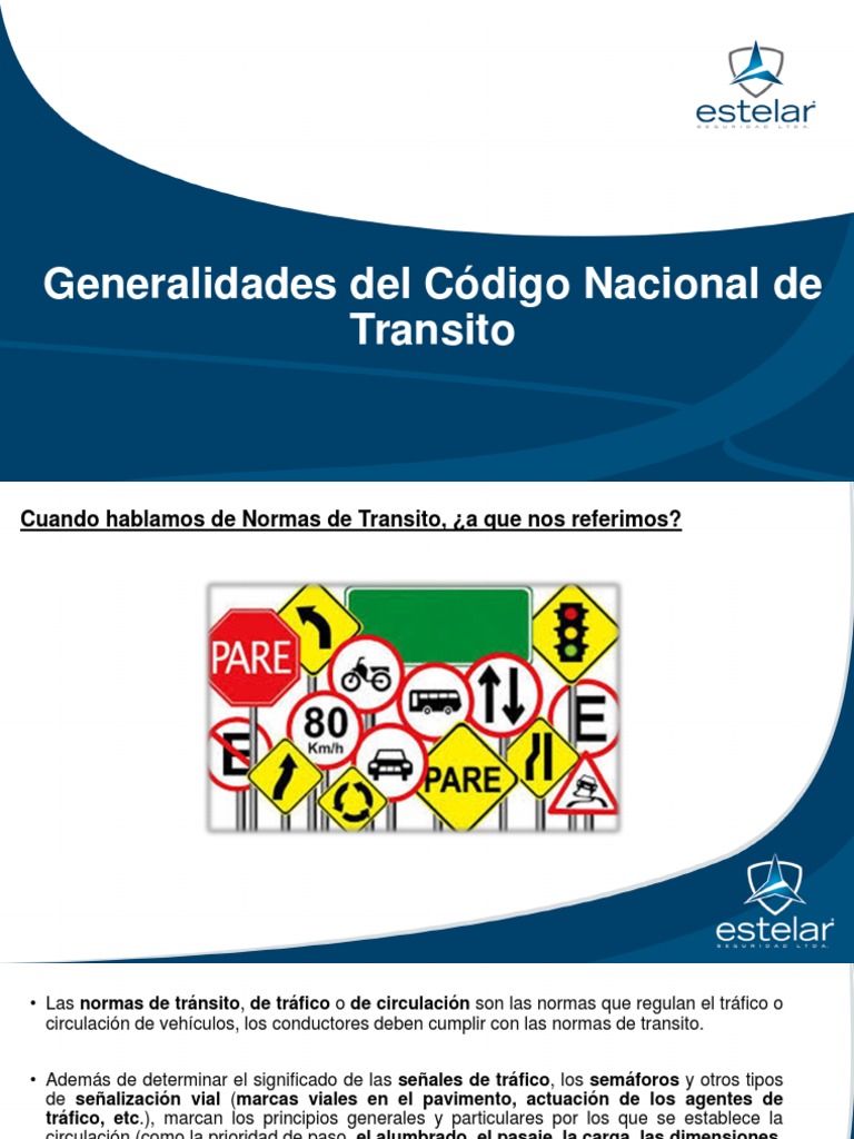 Generalidades Del Código Nacional de Transito | PDF | Peatonal ...