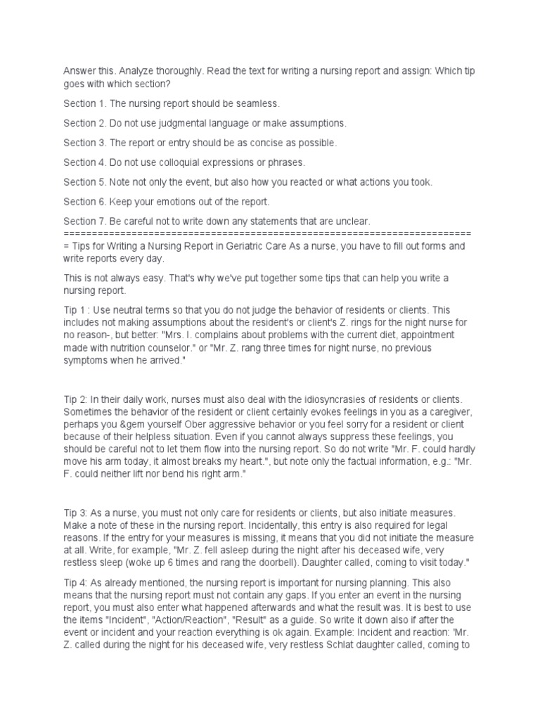 7 Writing A Nursing Report | PDF | Nursing | Cognition