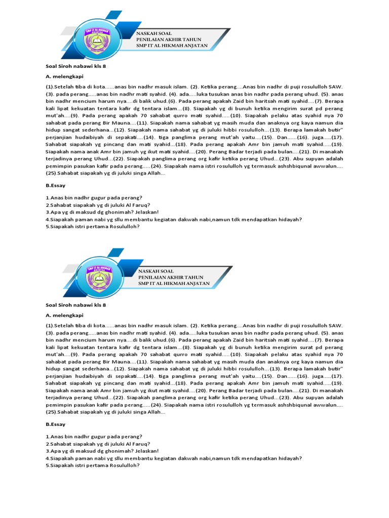 Soal Siroh Naba-8 | PDF