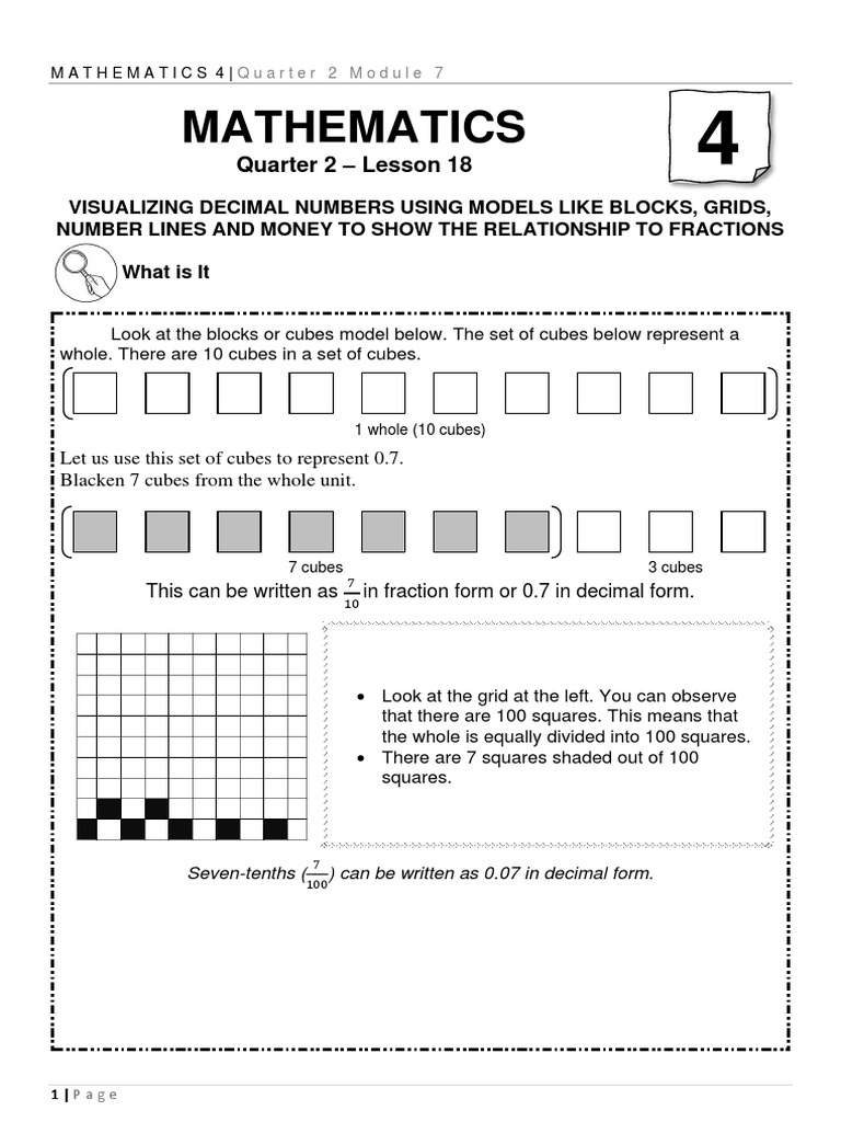 Q2 Module 7 Grade 4 | PDF | Numbers | Decimal