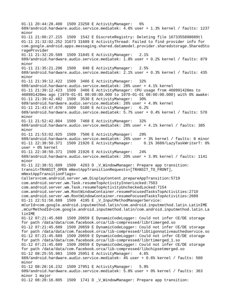 Log | PDF | Android (Operating System) | Java (Programming Language)