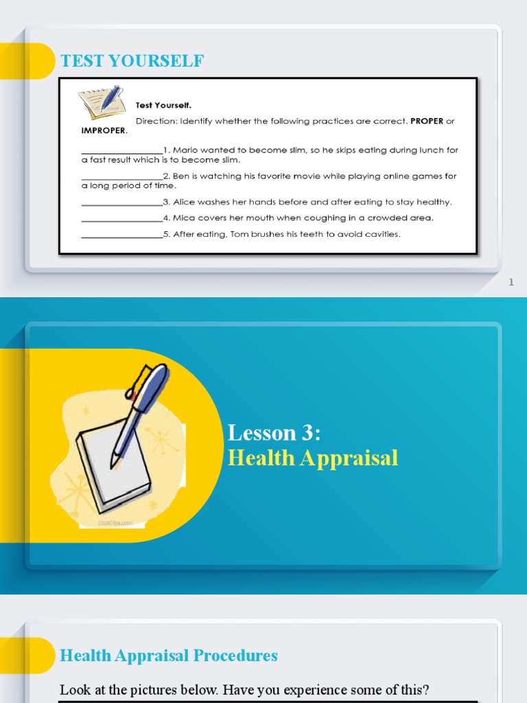 Understanding Health Appraisal Procedures | PDF | Self-Improvement
