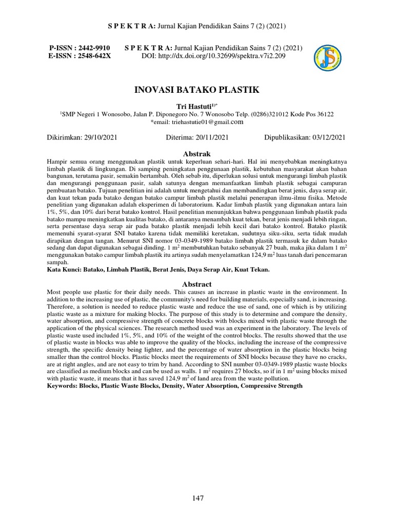 Inovasi Batako Plastik | PDF
