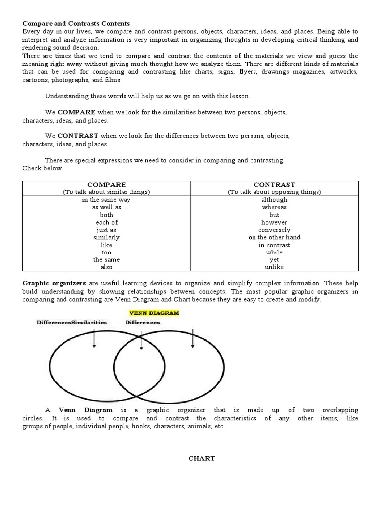 Grade 10 Compare and Contrasts | Download Free PDF | Idea | Thought