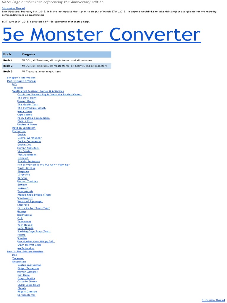 Rise of The Runelords (RotRL) D&D 5e Conversion | PDF