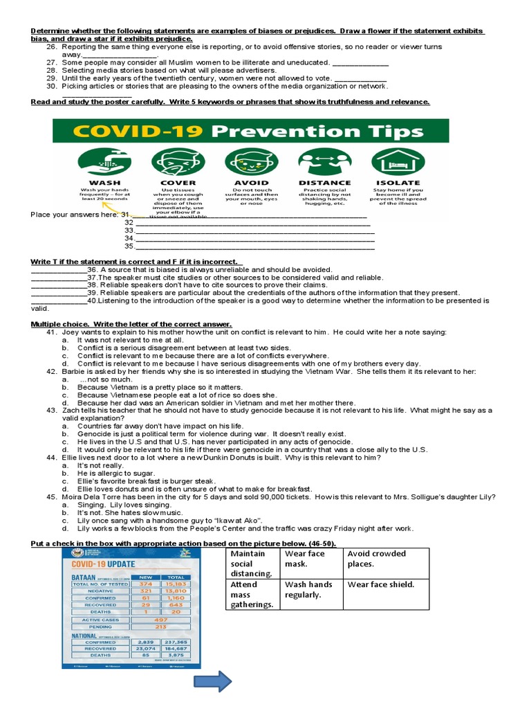 Pretest Grade 9 3rd and 4th Quarter | PDF | Social Science