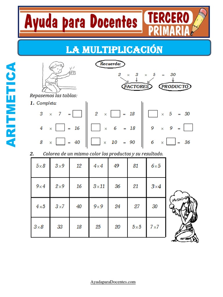 La Multiplicacion para Tercero de Primaria | PDF | Multiplicación ...