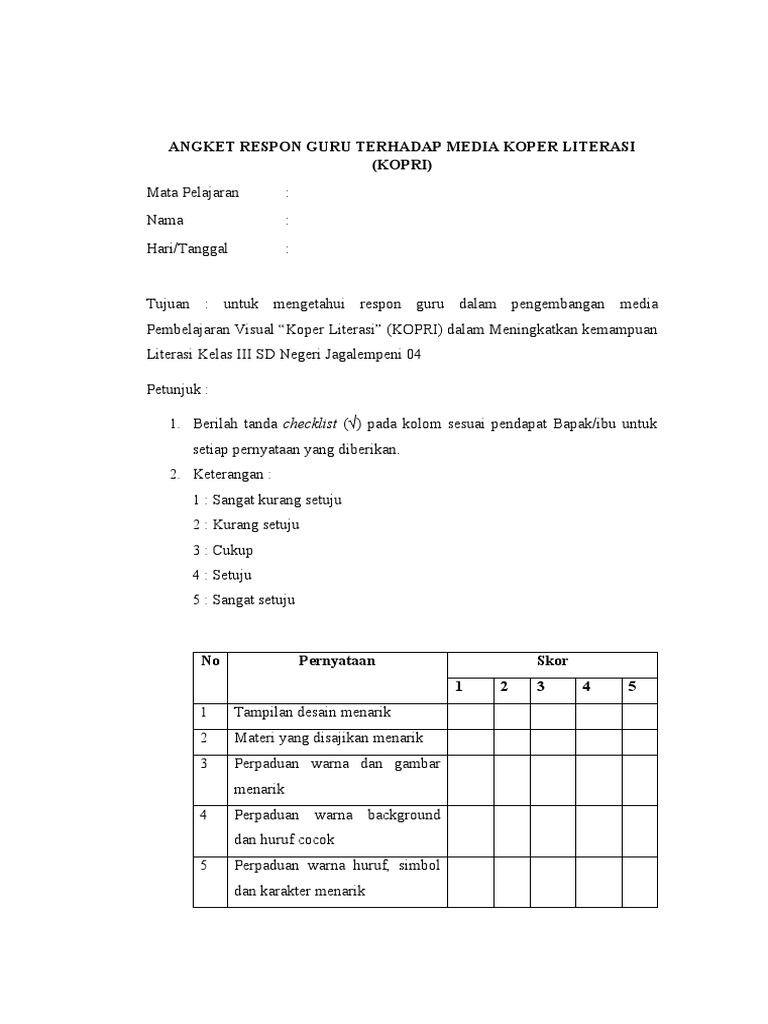 Angket Respon Guru | PDF