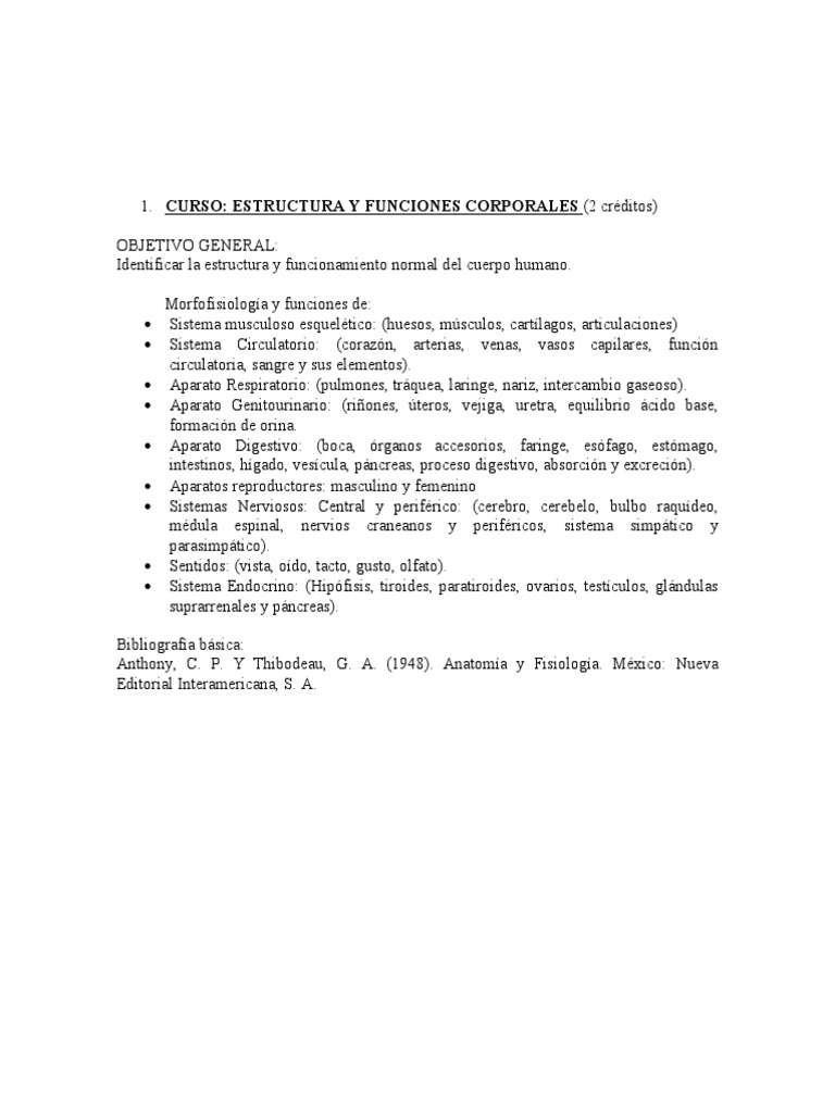 Estructura y Funciones Corporales. | PDF