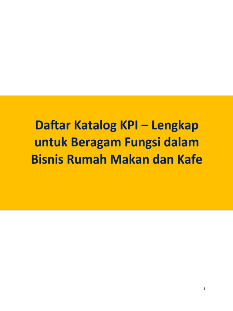 Daftar Katalog KPI - Restaurant and Cafe | PDF