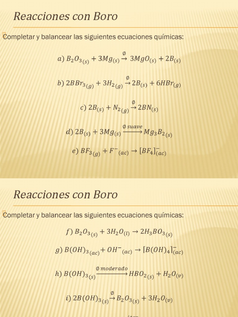 Reacciones Con Boro | PDF