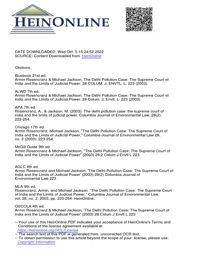 Article - The Delhi Pollution Case | PDF | Air Pollution ...