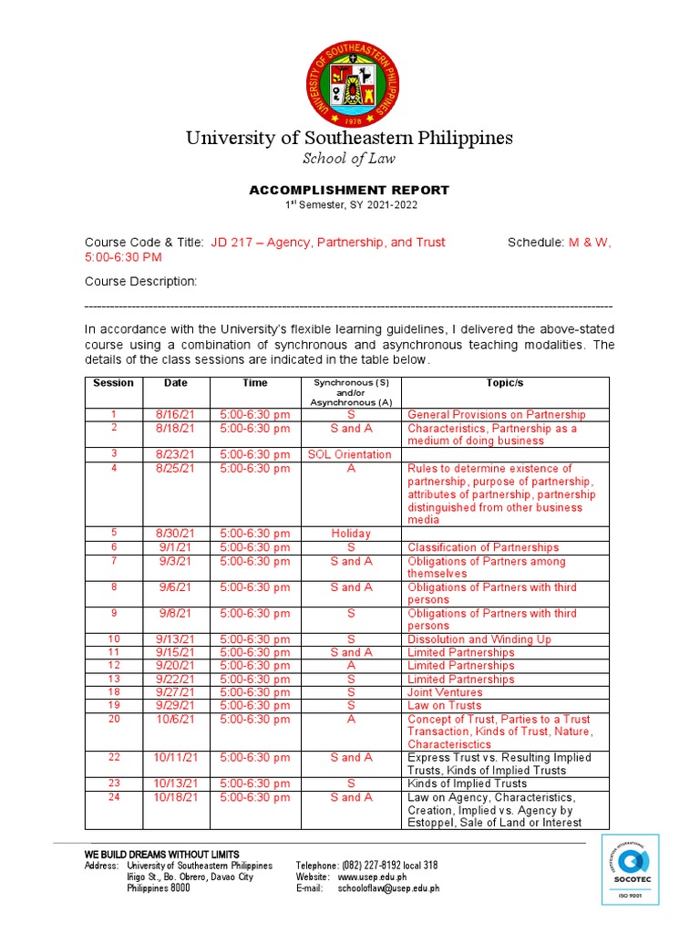 JD 217 Accomplishment Report 2021-2022 | PDF | Partnership
