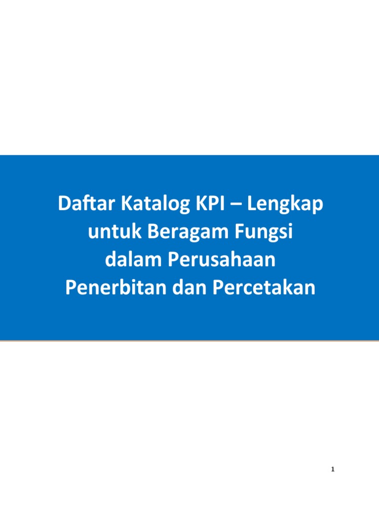 Daftar Katalog KPI - Penerbitan Dan Percetakan | PDF