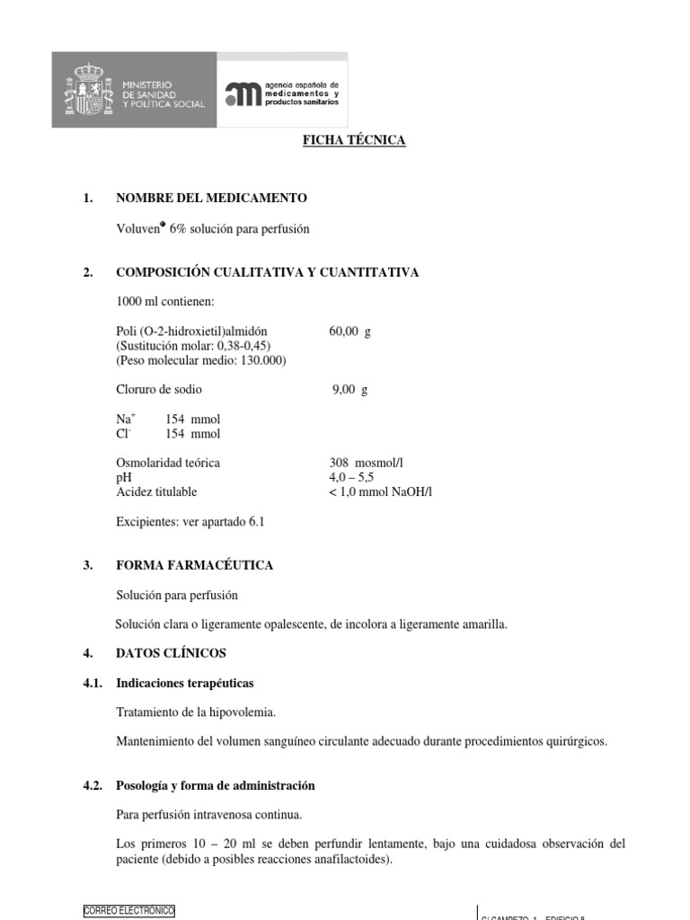 Voluven | PDF | Medicamentos con receta | Farmacocinética
