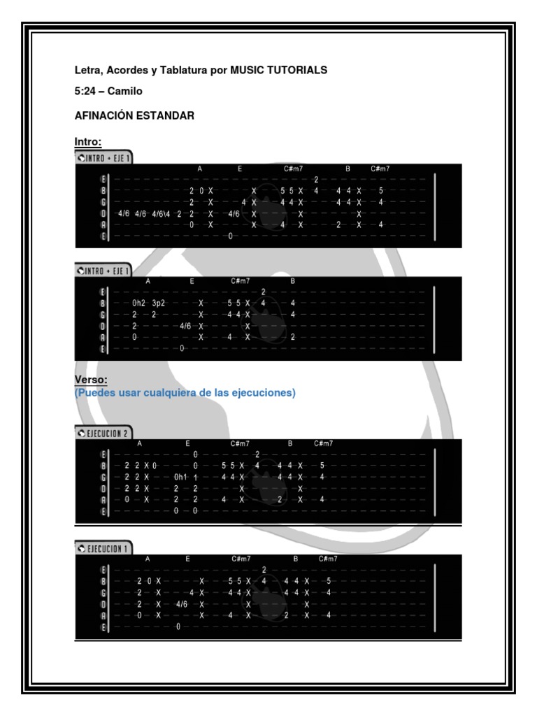 5 24 Camilo Letra y Acordes by MUSICTUTORIALS | PDF