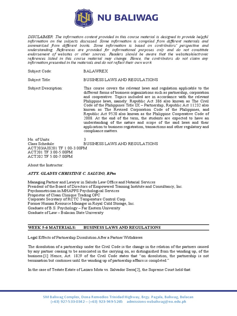 Week5 6 Balawrex Ay22 23 2T | PDF | Liquidation | Partnership Week5 6 Balawrex Ay22 23 2T | PDF | Liquidation | Partnership