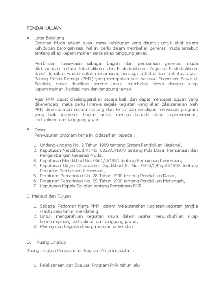 Rencana Proker PMR | PDF