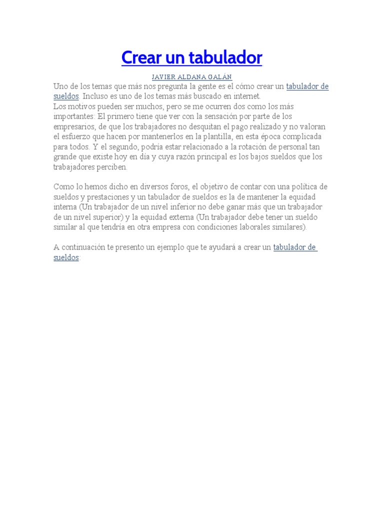 Crear Un Tabulador | PDF