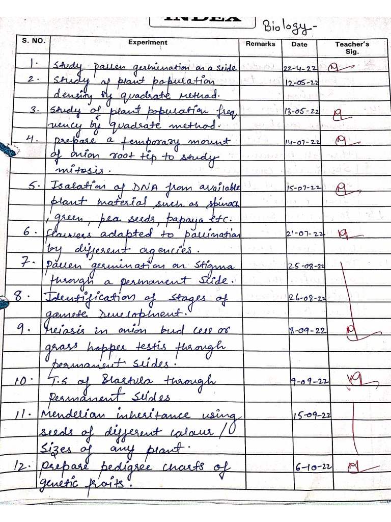 Biology Practical File 22 - 23 | PDF
