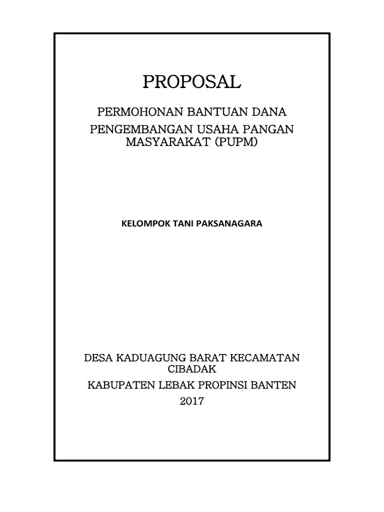 Proposal Pupm Poktan Paksanagara | PDF
