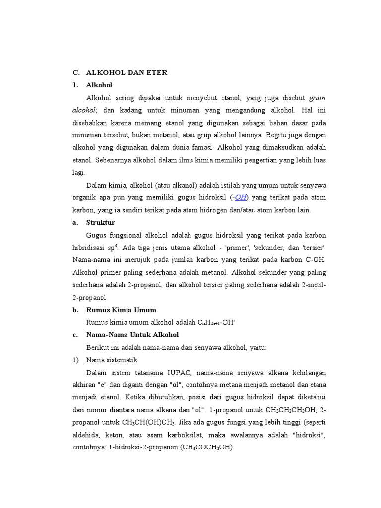 Alkohol Dan Eter | PDF