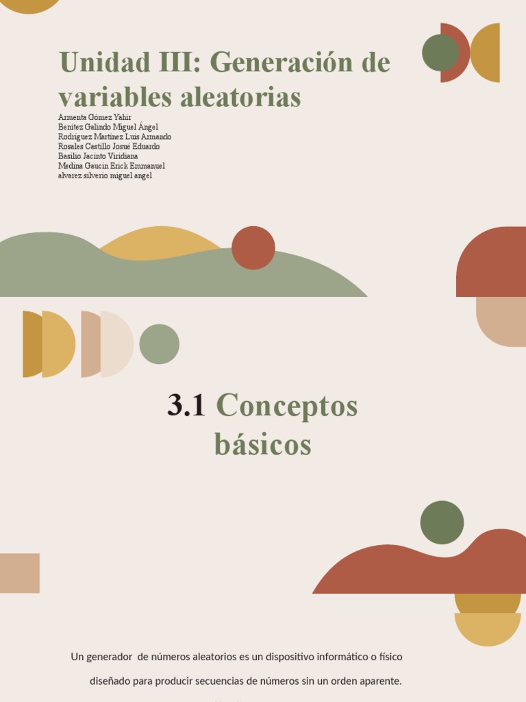 Unidad III: Generación de Variables Aleatorias | PDF | Circunvolución | Variable aleatoria