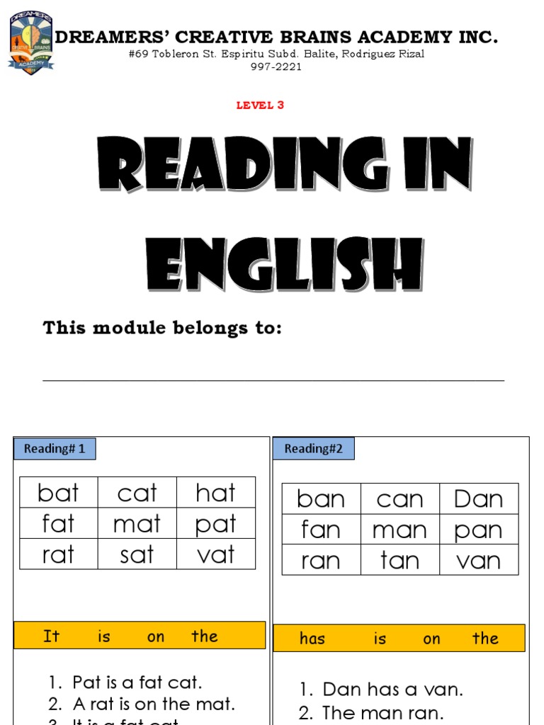 Level 3 Reading in English | PDF