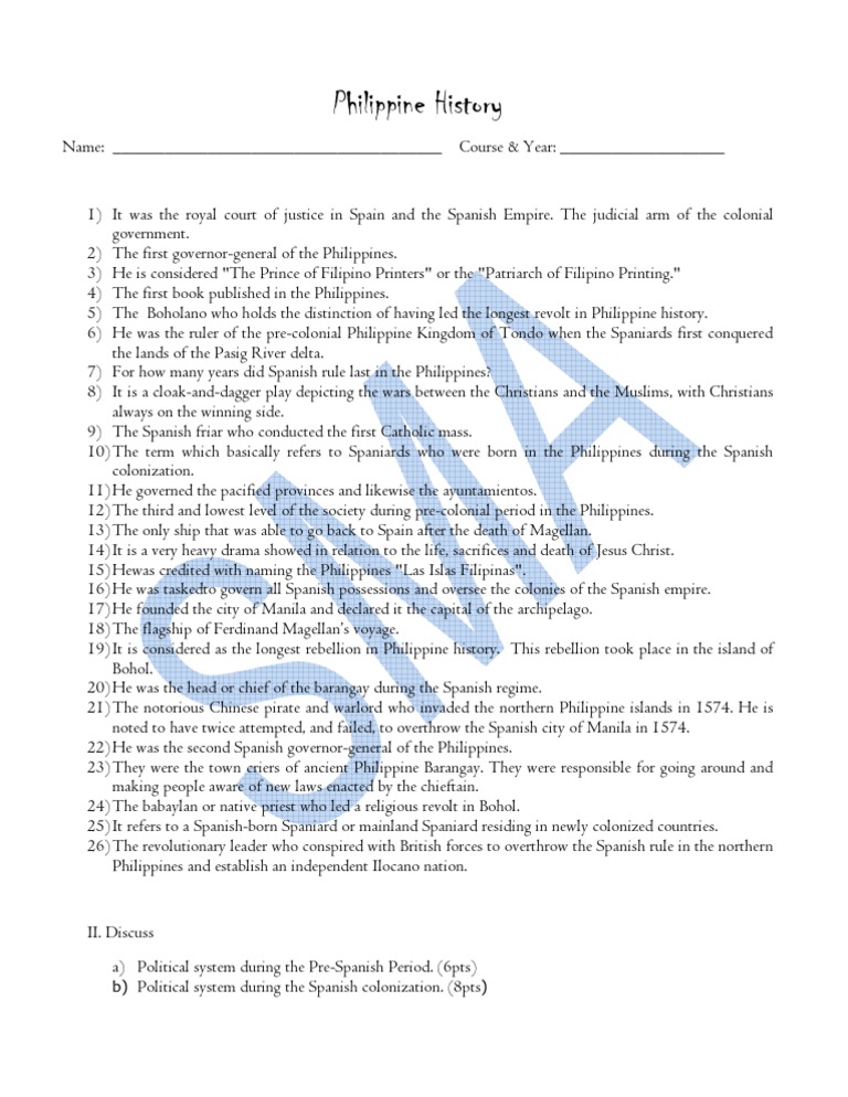 Philippine History Quiz | PDF