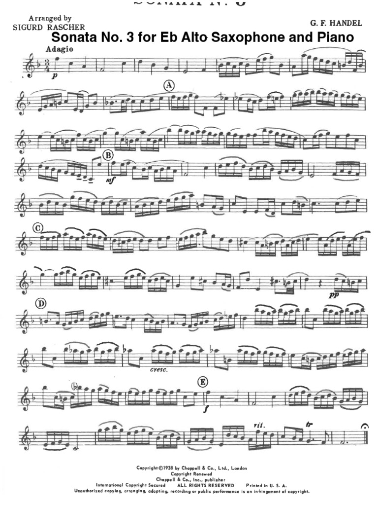 Handel Sonata 3 Alto Sax | PDF