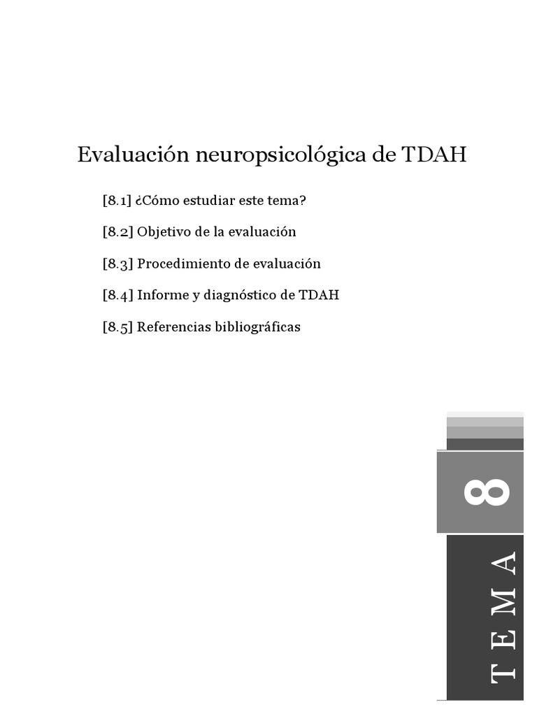 TDH | PDF | Desorden hiperactivo y deficit de atencion | Evaluación
