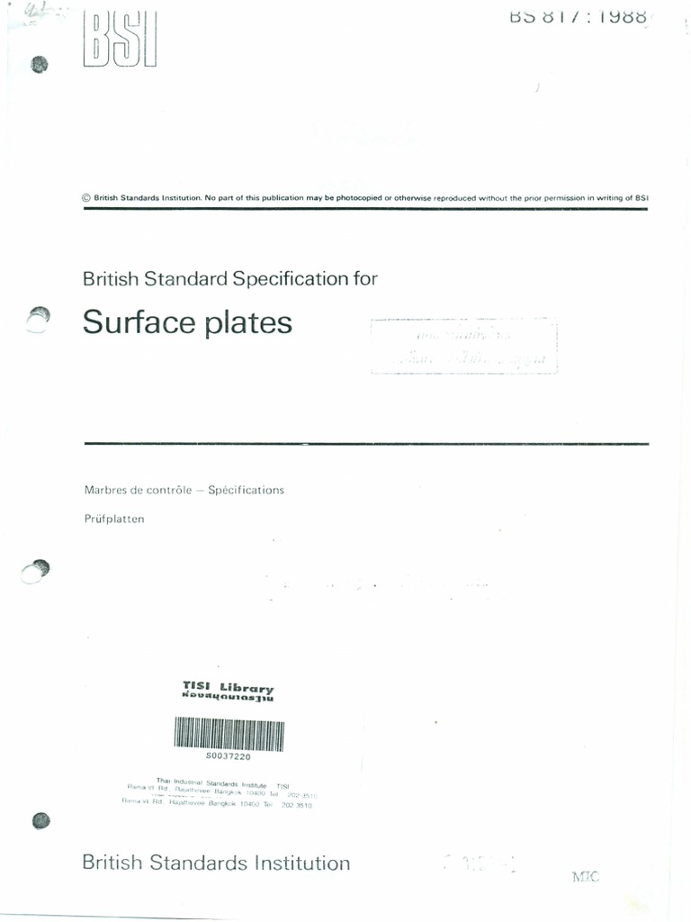 British Standard Institute BS 817-1988 | PDF