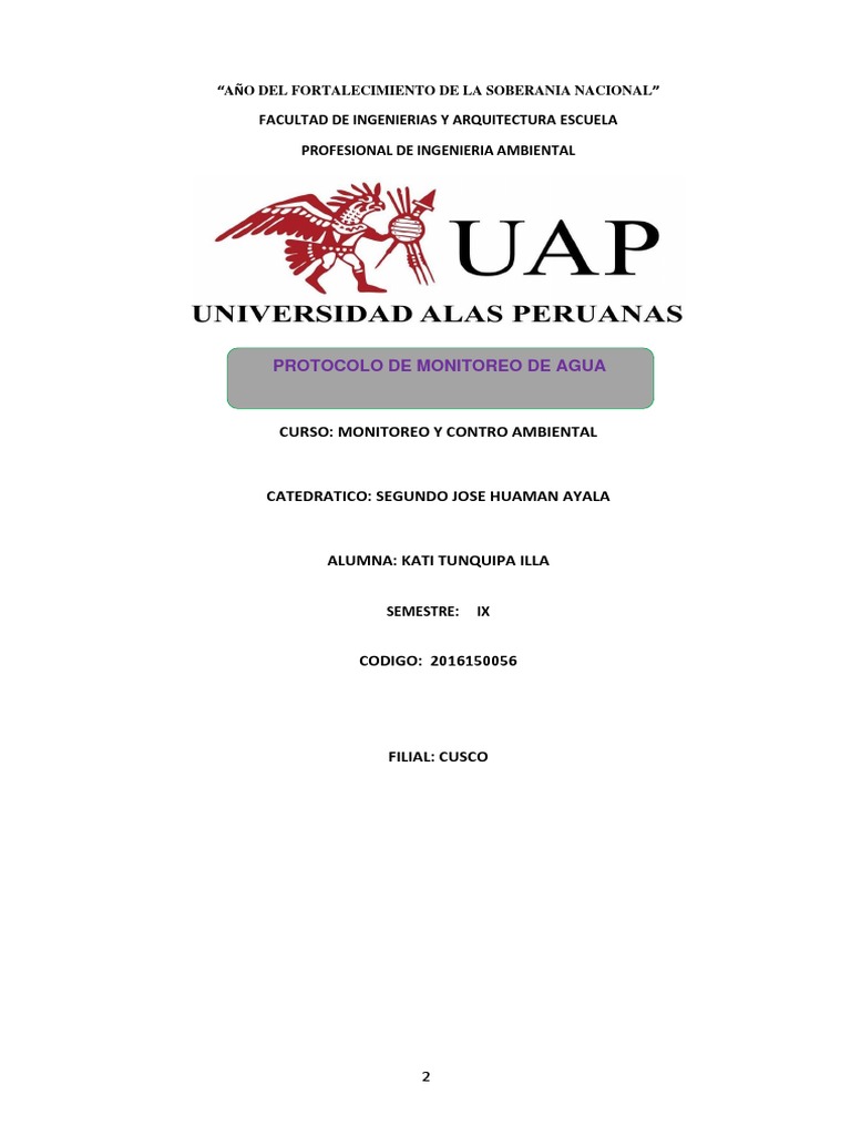 Protocolo de Monitoreo de Aguas | PDF | Agua potable | Agua
