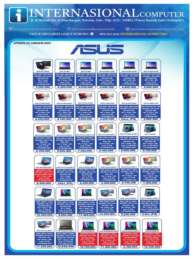 Pricelist Laptop | PDF | Advanced Micro Devices | Office Equipment