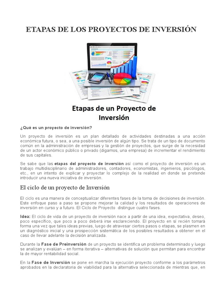 Etapas de Los Proyectos de Inversión | PDF | Business | Economias