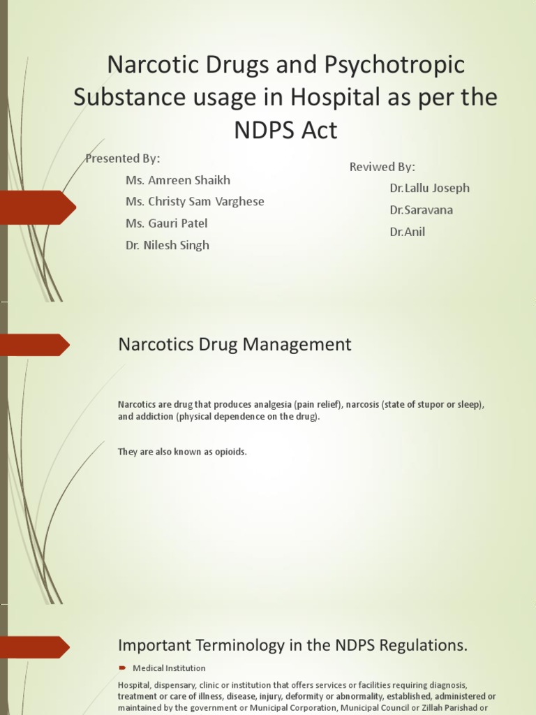 Final - Narcotic Drugs and Psychotropic Substance Usage in Hospital ...