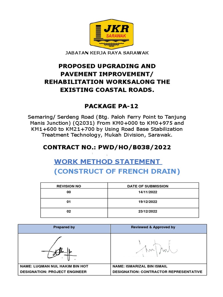Pa-12 Mos (Construct of French Drain) Rev 02 | PDF | Road | Road Surface