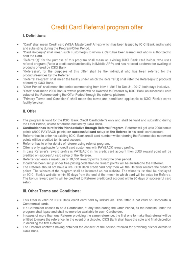 Credit Card Referral Program Offer | PDF | Credit Card | Loyalty Program