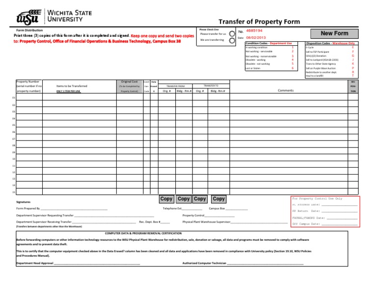 Property Transfer Form | PDF