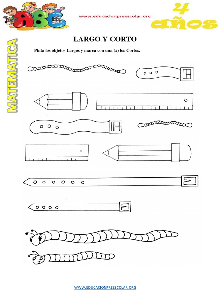 Fichas de Largo y Corto para Niños de 4 Años | PDF
