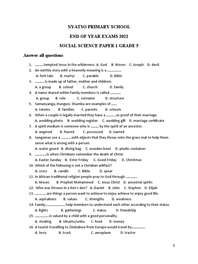 Social Science 1 Grade 5 Term 3 | PDF | Jesus