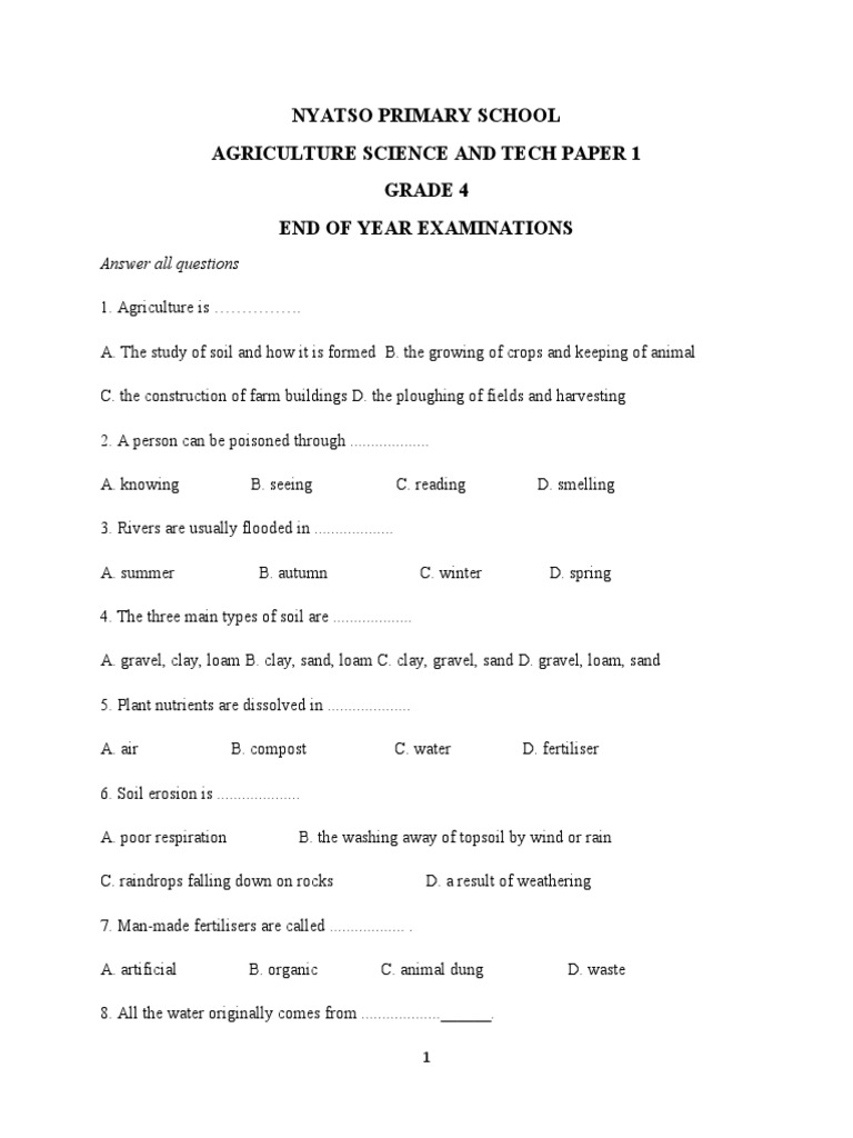 Grade 4 Agric Scie Tech | PDF