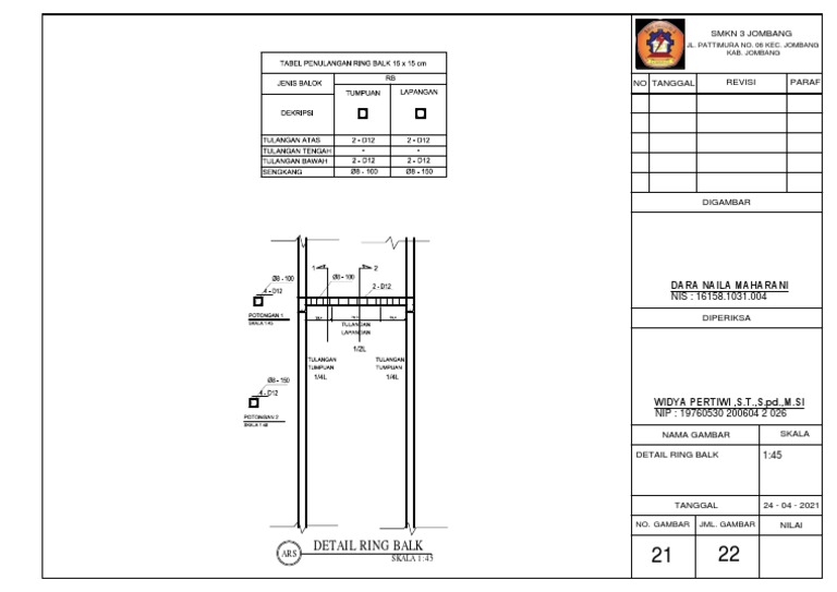 Detail Ring Balk SMKN 3 Jombang | PDF
