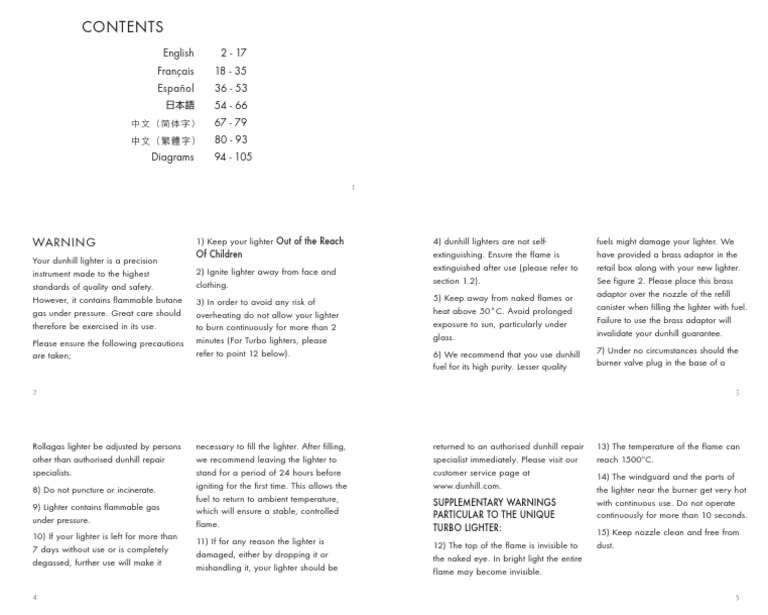 Lighter User Instructions | PDF | Combustion | Fires