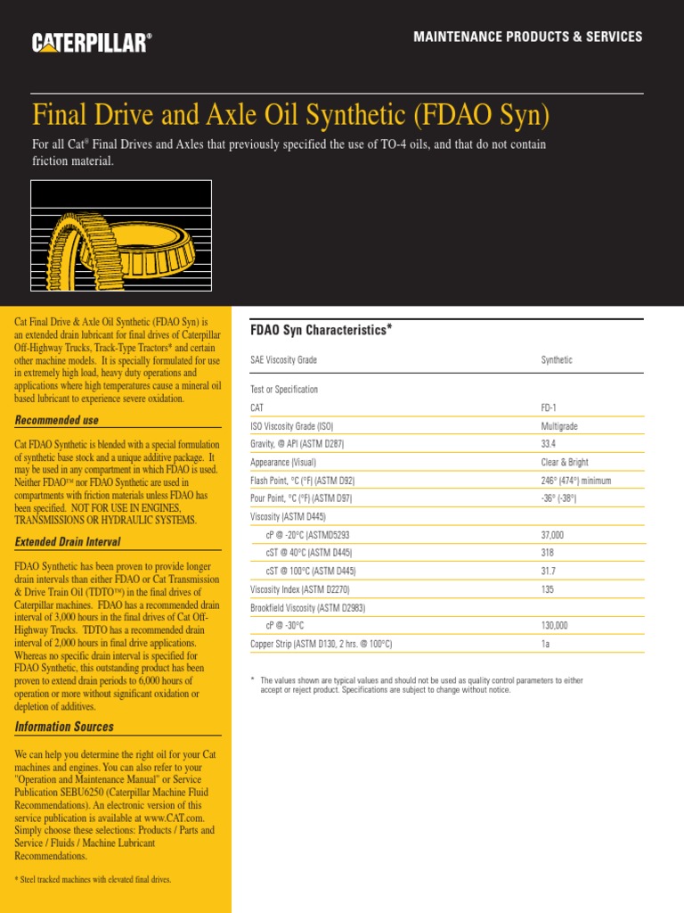 Cat Oil Fdao Syn | PDF | Motor Oil | Mechanical Engineering