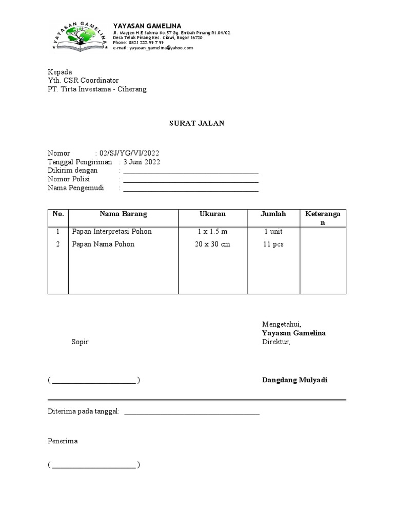 Contoh Surat Jalan | PDF