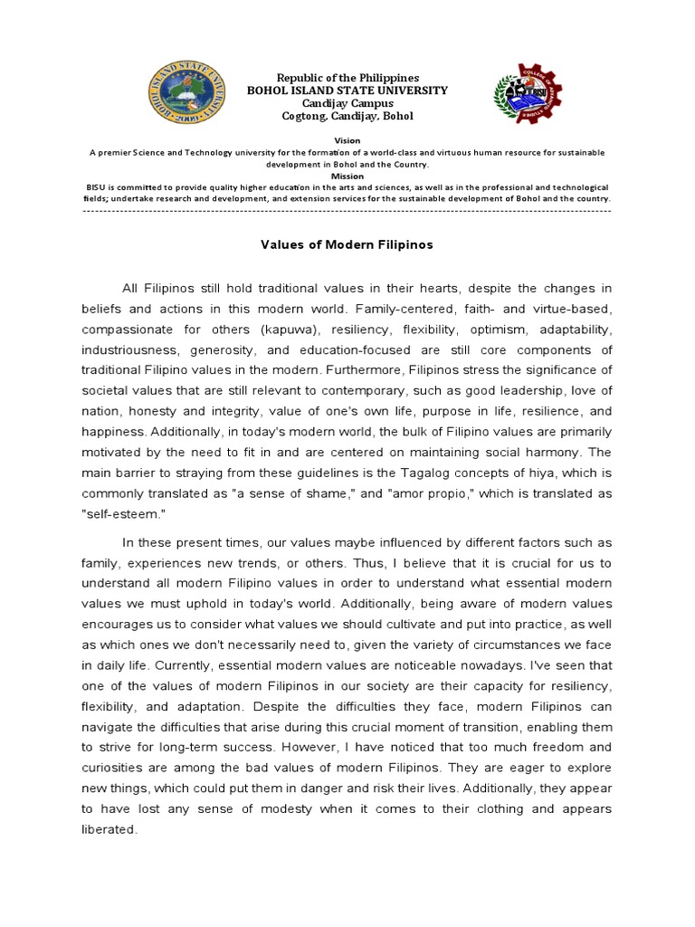 Values of Modern Filipinos | Download Free PDF | Psychological ...