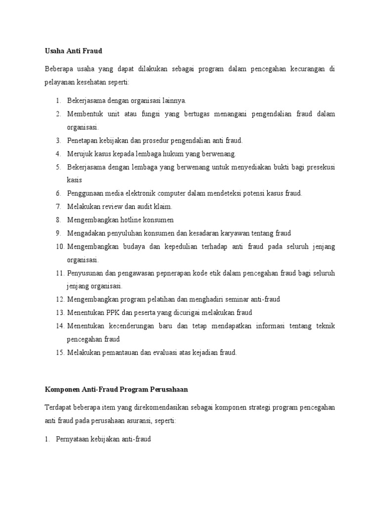 Usaha Anti Fraud | PDF