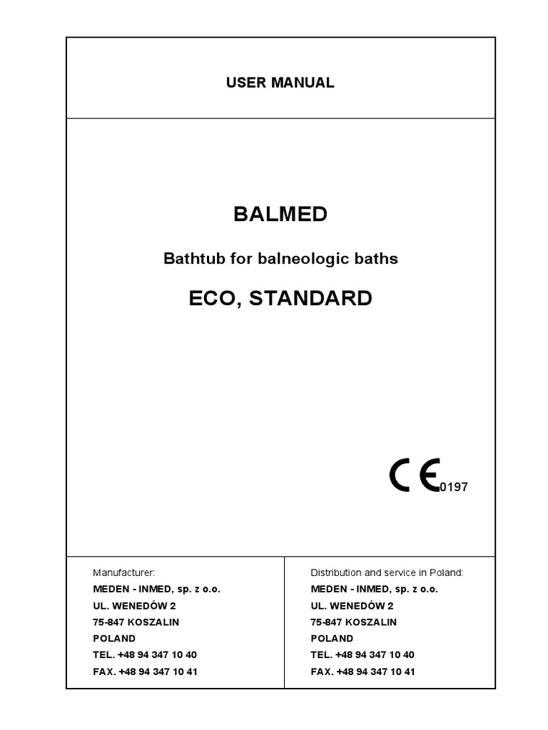 BALMED ECO STANDARD - User Manual | PDF | Shower | Blood Vessel